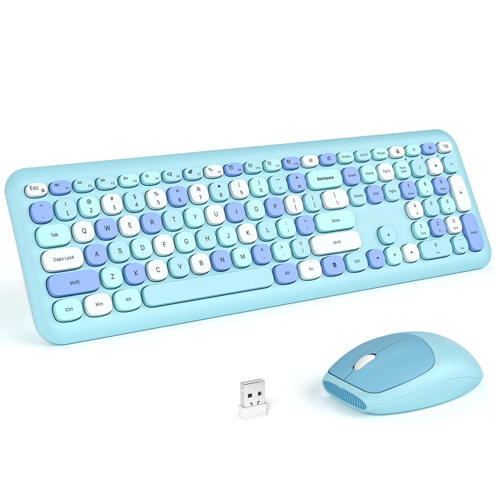 Amazon.com: KNOWSQT Wireless Keyboard and Mouse Combo, Pale Blue Full ...