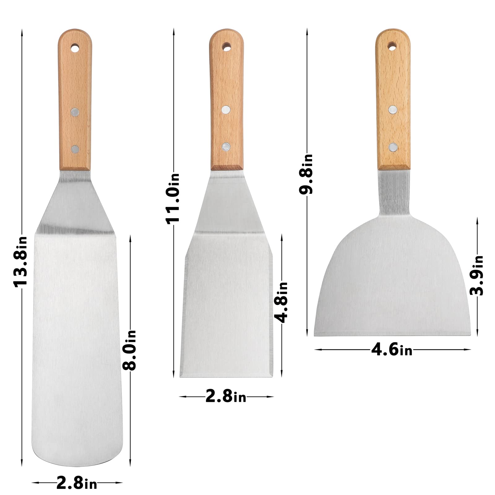 Snapklik.com : Barbecue Turners Spatula Set Of 3 Stainless Steel Turner ...