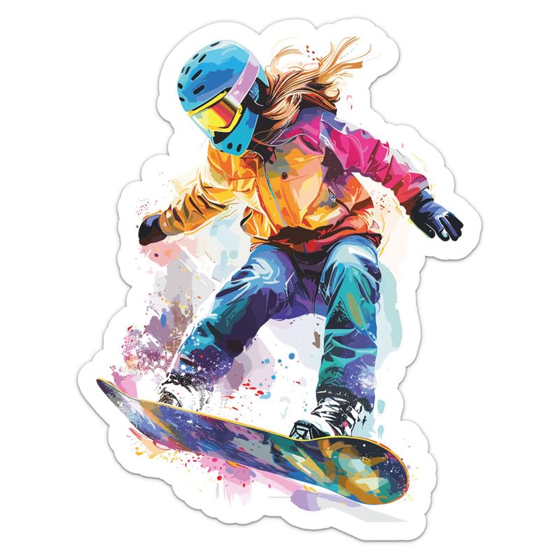 Amazon.com - Generic Colorful Female Snowboarding Sticker - Waterproof ...