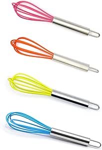 Amazon.com: Mini Whisks 6 inch 4Pcs silica gel stainless steel Whisk ...