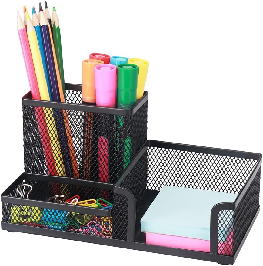 Amazon.com: Yunqing Black Mesh Pen Holder - Multipurpose Mesh Desk ...