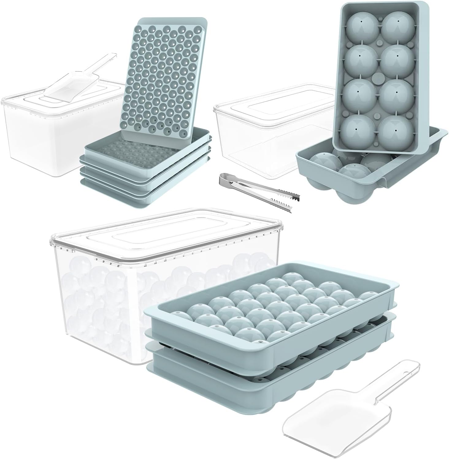 Amazon.com: WIBIMEN 0.45in Mini Ice Cube Trays & 0.8in Round Ice Cube ...