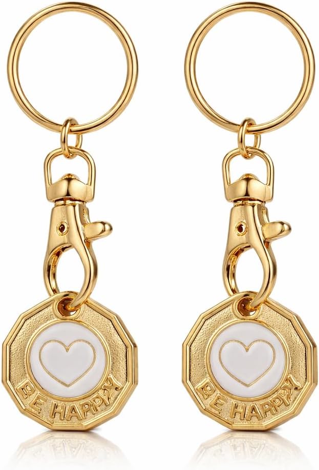 MIDHILL® PREMIUM 2Pk TROLLEY COIN KEY RING UK SET Shopping Trolley ...