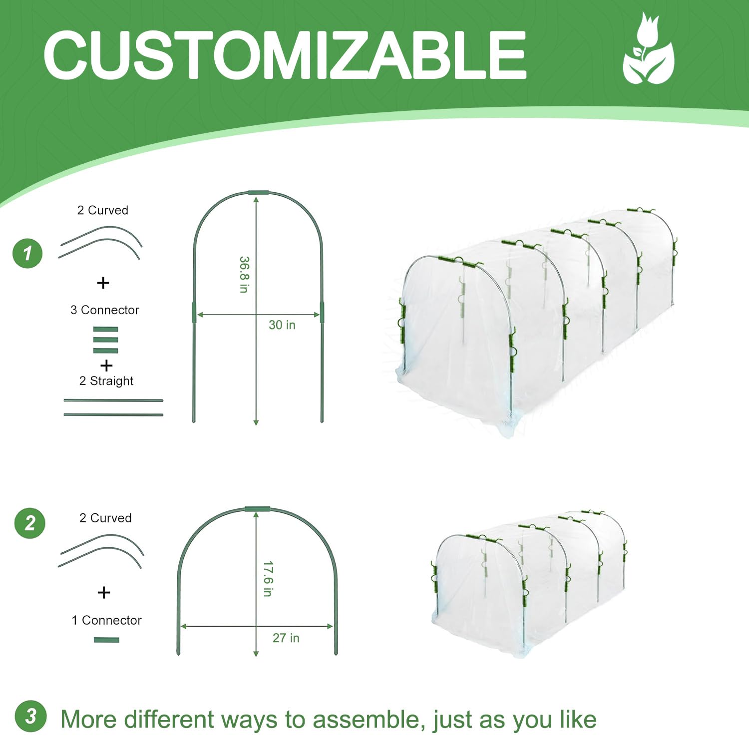 Snapklik.com : KLS Mini Tunnel Greenhouse Kit Hoop House Grow Tunnel ...