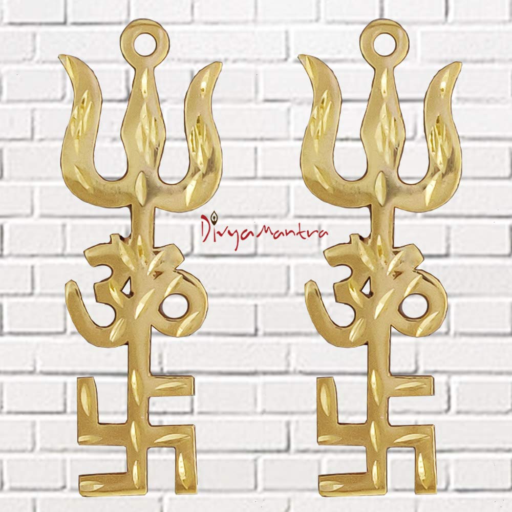 Buy Divya Mantra Trishakti Yantra Trishul Om Swastika Decorative ...