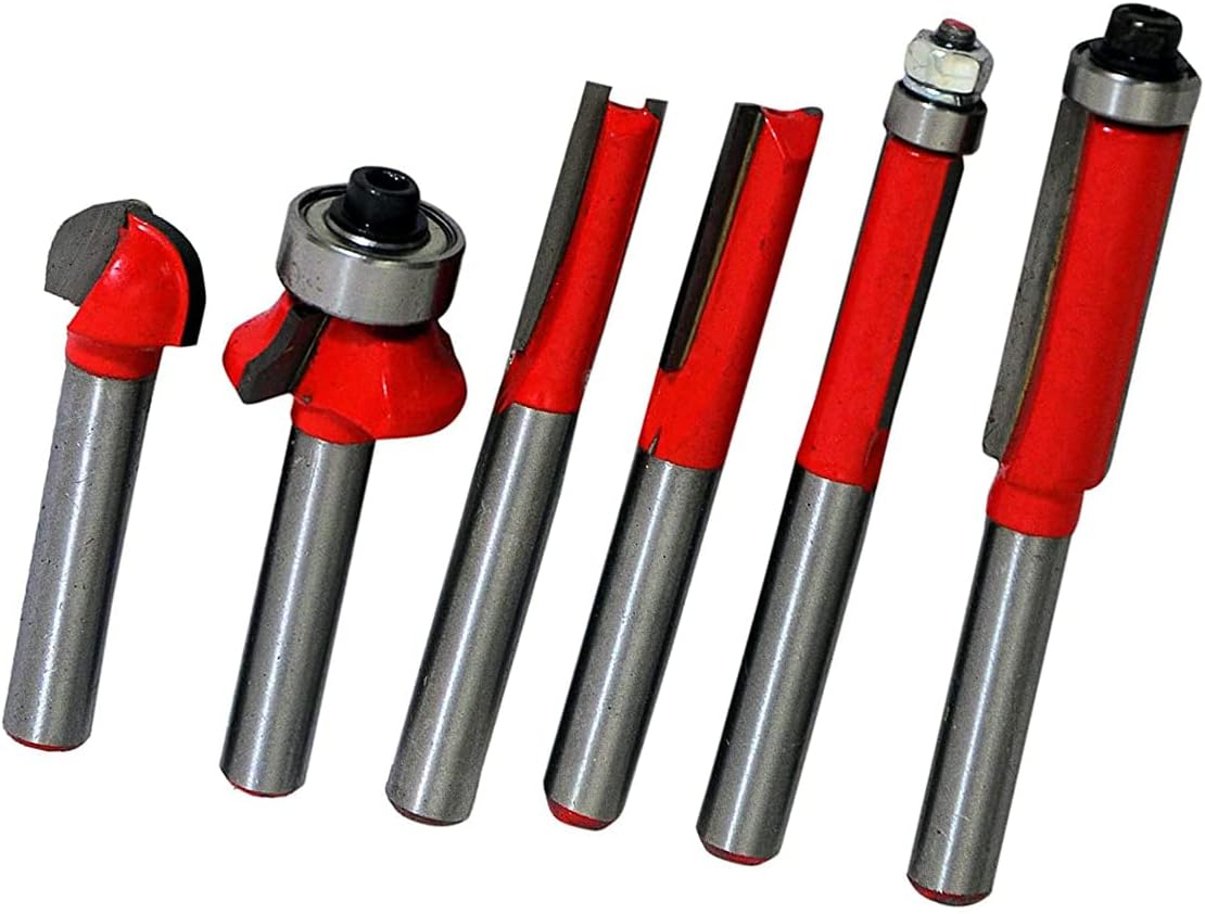 ISC 6pcs Industrial Wood Working 6.35mm (1/4) Shank Trimmer Router Bits ...