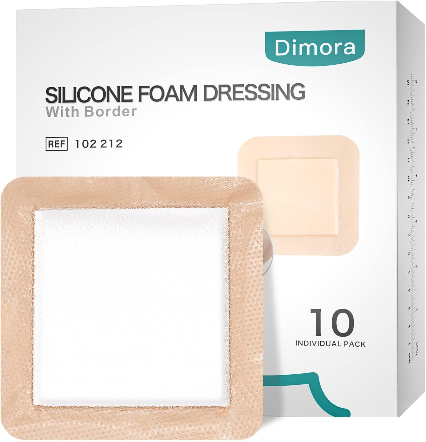 Amazon.com: Dimora Silicone Foam Dressing with Border Adhesive 6"x6 ...