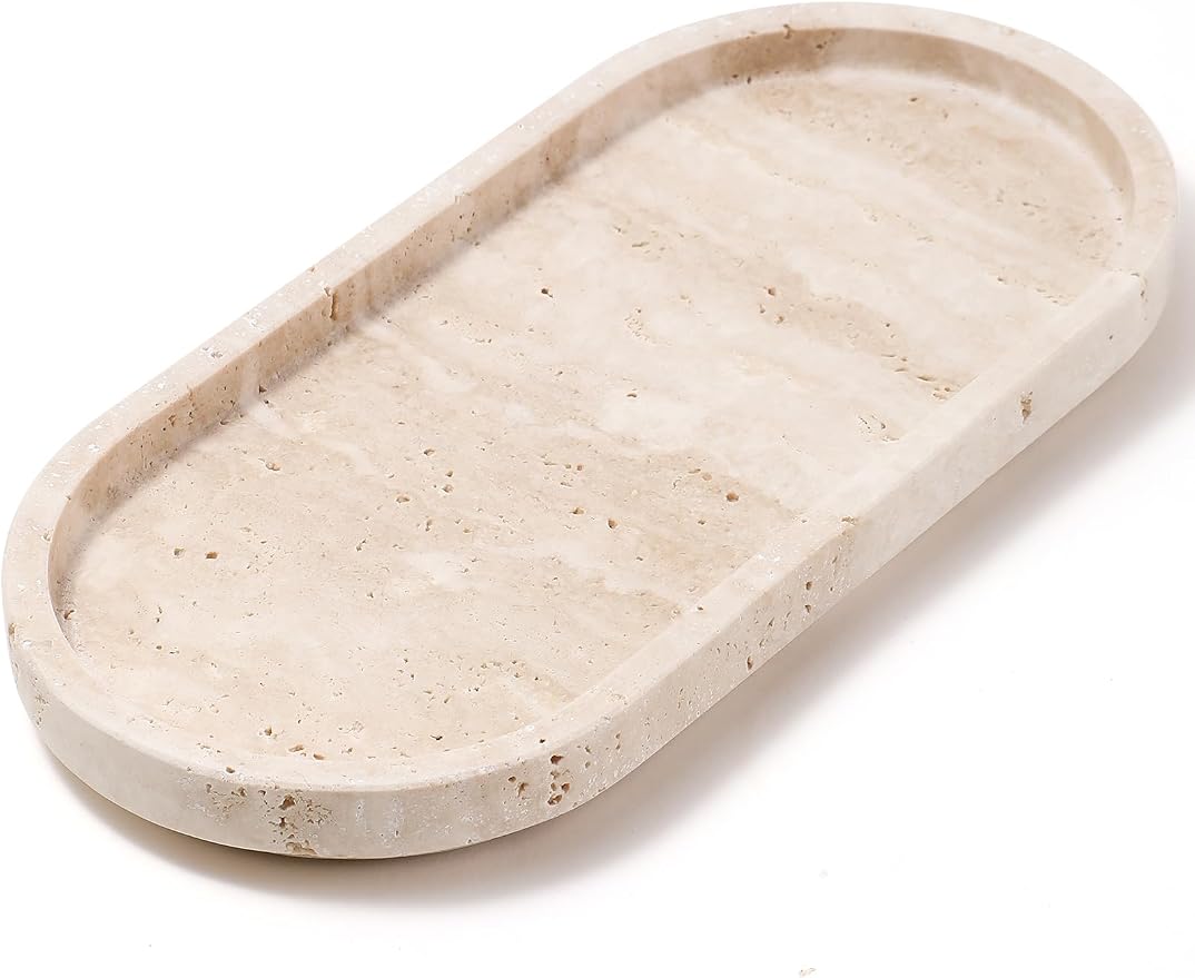 Amazon.com: CHISELED ST DF SK Luxury Natural Light Beige Marble Oval ...
