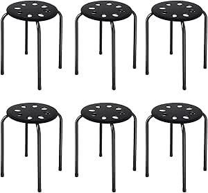 GiantexUK 6PCS Stacking Stools, Set of 6 Plastic Round Bar Stools with ...