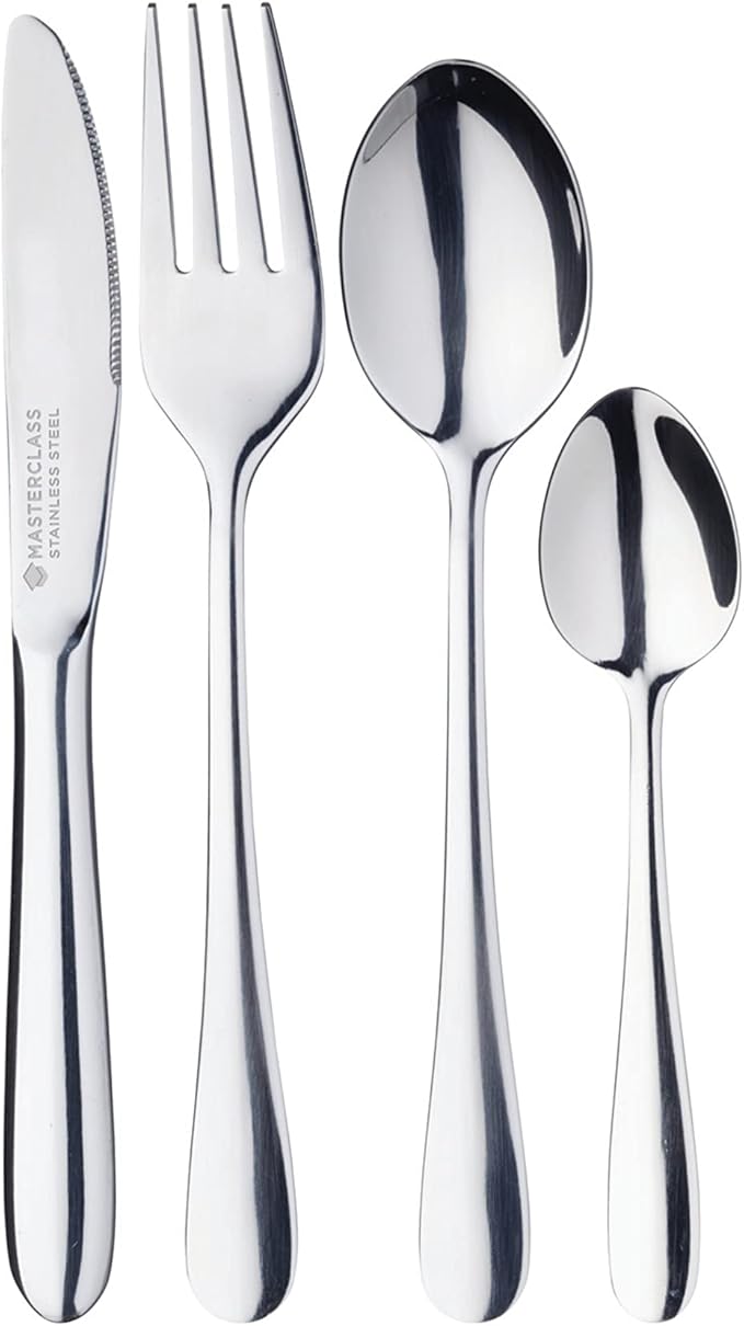 MasterClass Kinderbesteck-Set, Edelstahl, 4-teilig, Silber : Amazon.de ...