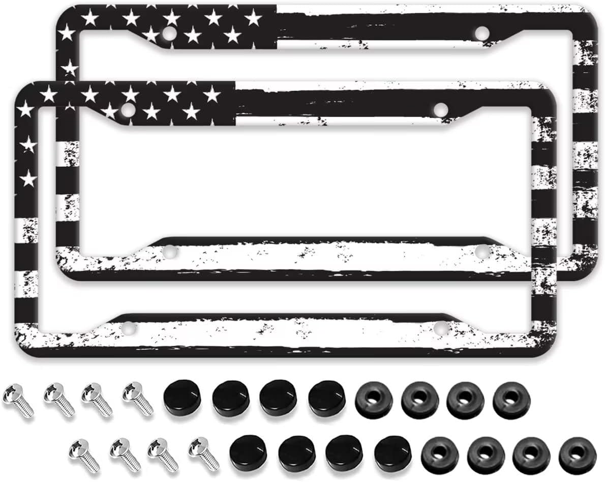 Amazon.com: American Flag License Plate Frame - 2 Pack Personalized ...