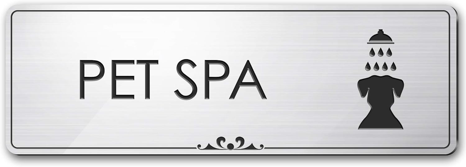 Amazon.com : Pet Spa Sign, Brushed Silver, Engraved, 3" x 9", Fade ...