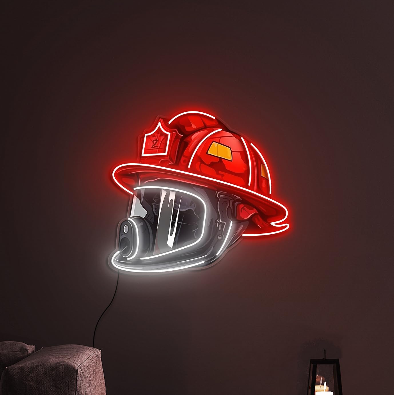 Amazon.com : Vital Neon Firefighter Helmet Neon Sign - LED Neon Pop ...