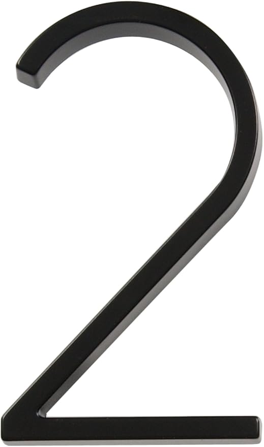 Distinctions 843192 Black Floating Mount 5-Inch House Number 2, House ...