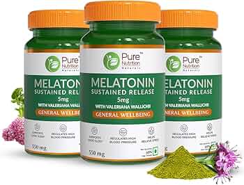Pure Nutrition Melatonin - 180 Veg Tabs (60x3), With Valleriana ...