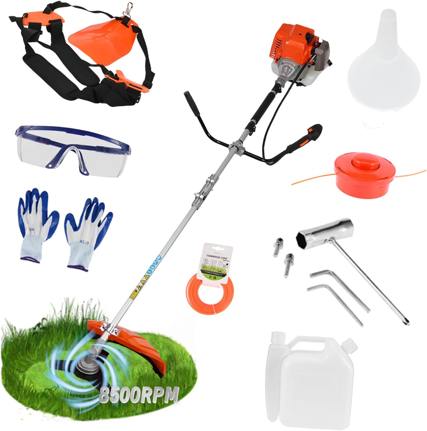 Washranp 52cc Petrol Strimmer, 2 in 1 Petrol Grass Strimmer, Grass Line ...