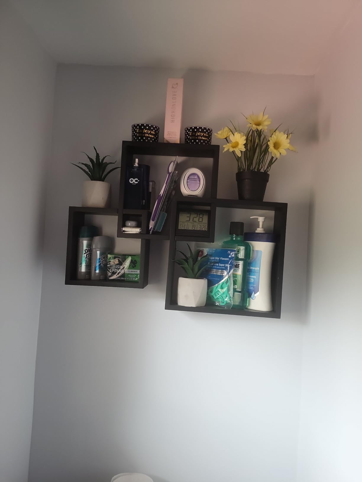 Ballucci Modern Interlocking Cube Floating Shelves, Wall Mount Wood ...