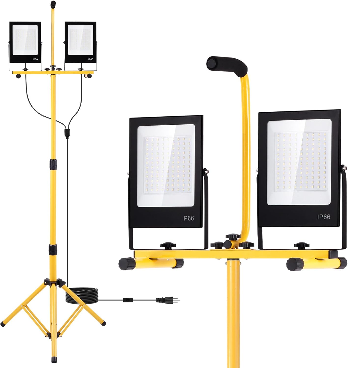 TYCOLIT 200W Dual Head LED Work Lights with Telescoping Tripod Stand ...