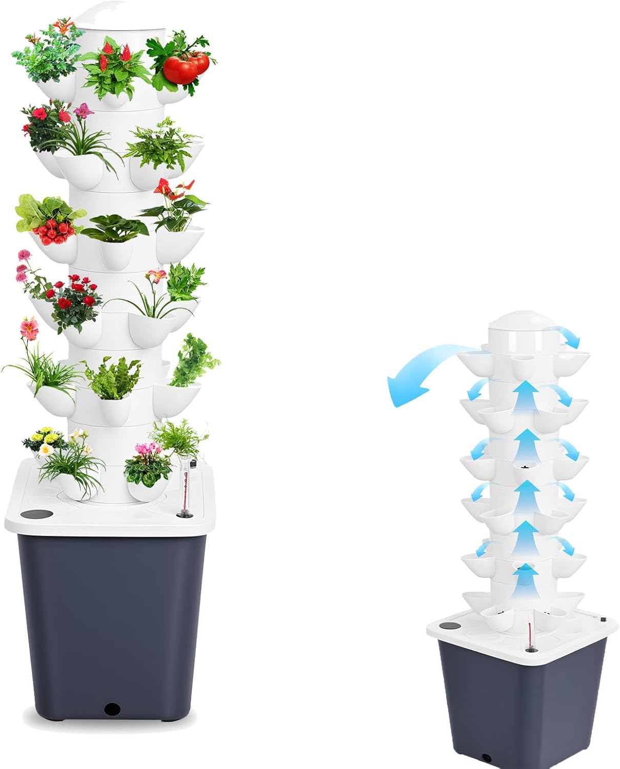 Amazon.com: Vertical Hydroponics Garden Tower, 30-Plant Hydroponic ...