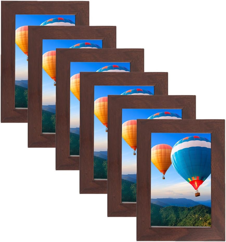 Amazon.com: MDF Wood Picture Frames 4x6 Display with PVC Lens, Easel ...