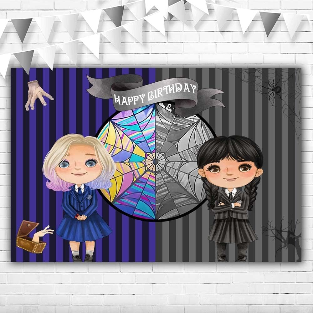 Amazon.com : Wednesday Addams and Enid Backdrop Stained Gass Window ...
