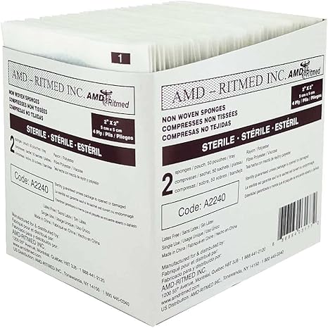 AMD-Ritmed BX/50 NON-WOVEN, STERILE GAUZE SPONGE, 2IN X 2IN 4PLY, GRADE ...