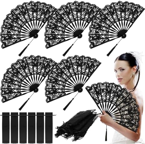 Amazon.com: Victorian-Inspired Cotton Lace Wedding Folding Handheld Fan ...