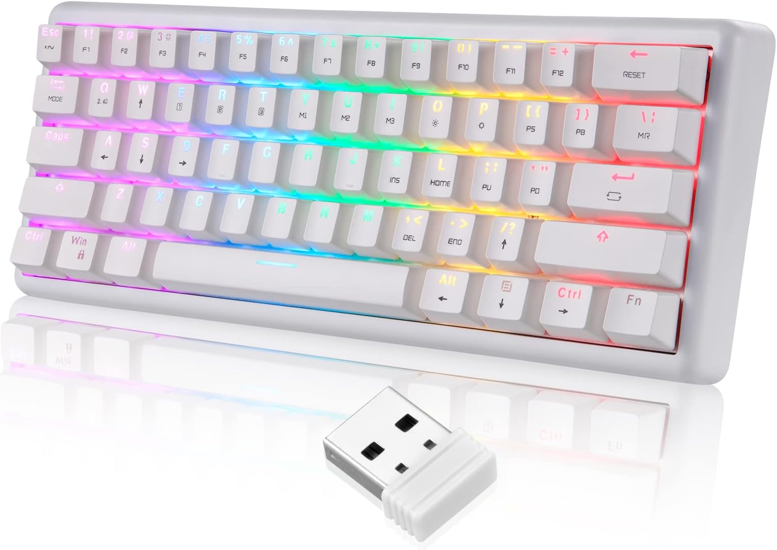 MOTOSPEED RGB 60% Triple Mode BT5.0/2.4G/Type-C, 61-Key hot-swappable ...