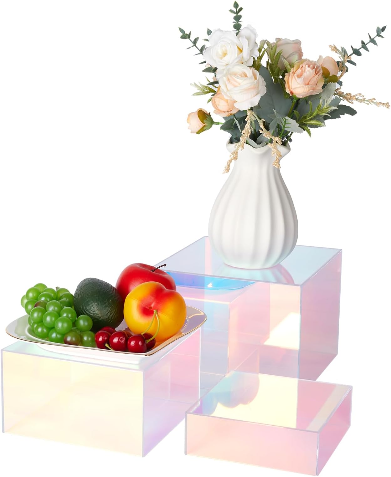 Amazon.com: Queekay 6 Pack Iridescent Acrylic Display Risers Rainbow ...