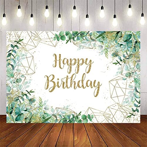 Amazon.com : Avezano 7x5ft Greenery Birthday Backdrop Sage Green ...