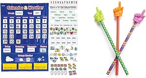 Amazon.com: Learning Resources Calendar & Weather Pocket Chart + Patterned Hand Pointers (Set of ...