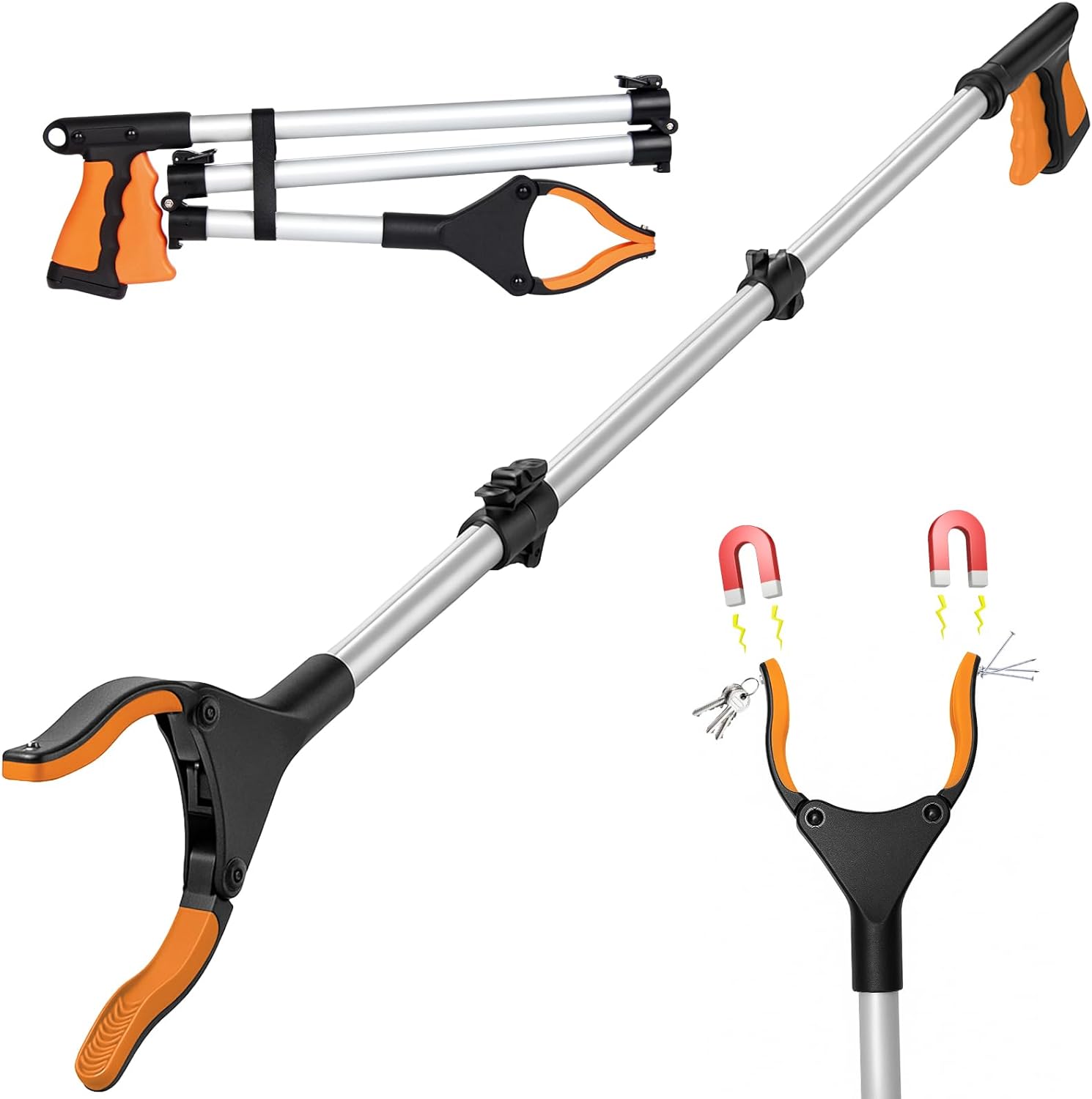 110cm/43” Litter Picker Grabber Stick with Magnetic Head, Ergonomic ...