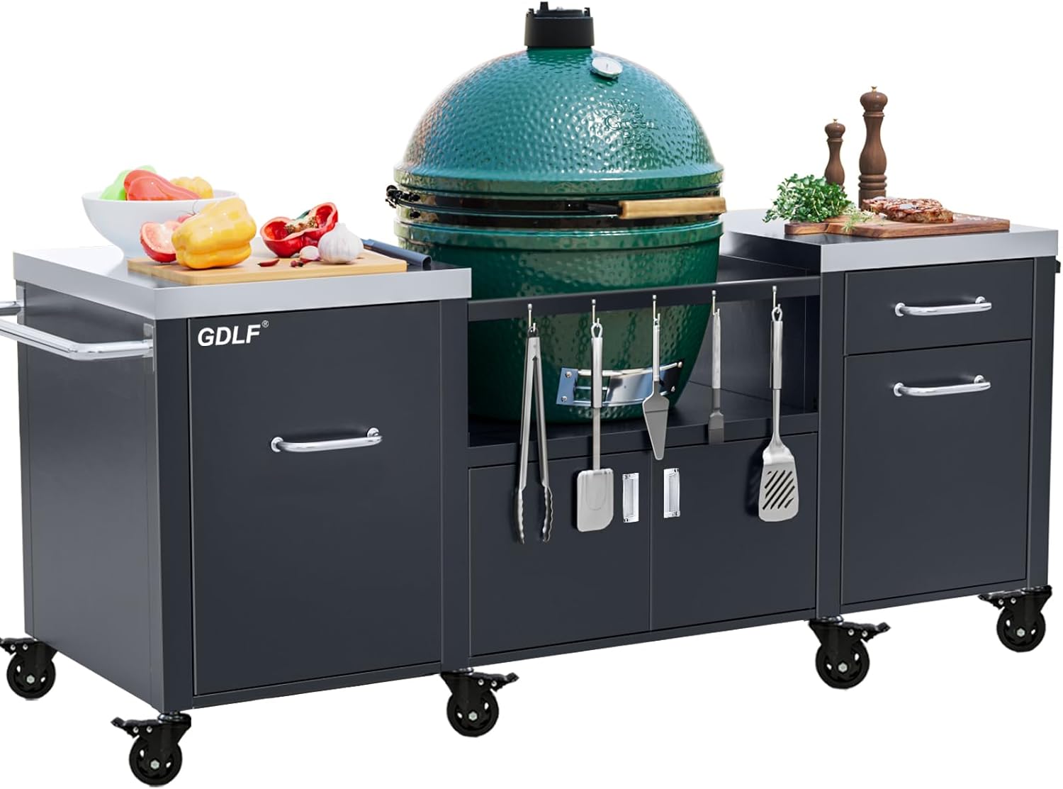 Amazon.com: GDLF Outdoor Grill Table for 2XL Big Green Egg, Metal Grill ...