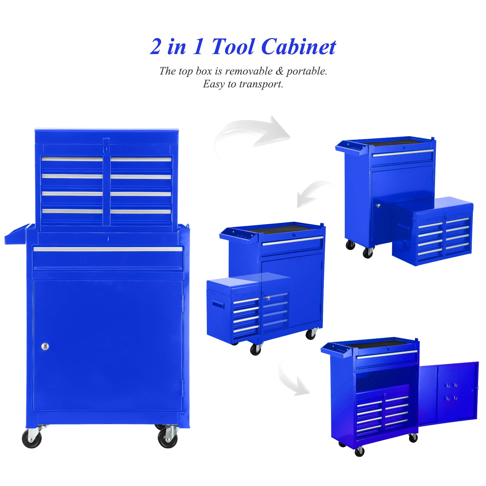 Snapklik.com : Large Tool Box,5 Drawer Blue Rolling Tool Chest On Wheels
