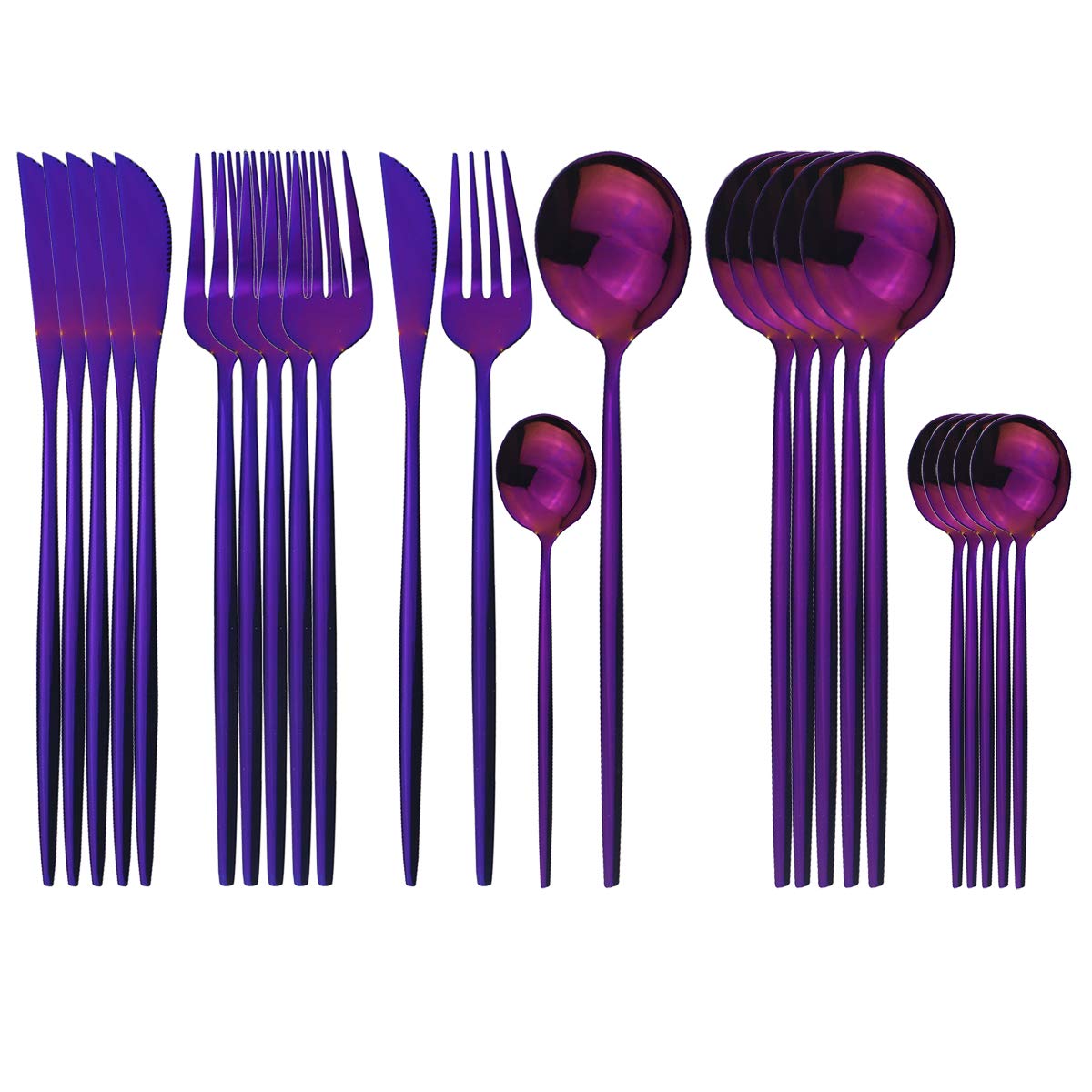 Amazon.com | Uniturcky Purple Silverware Set, 24-Piece Stainless Steel ...