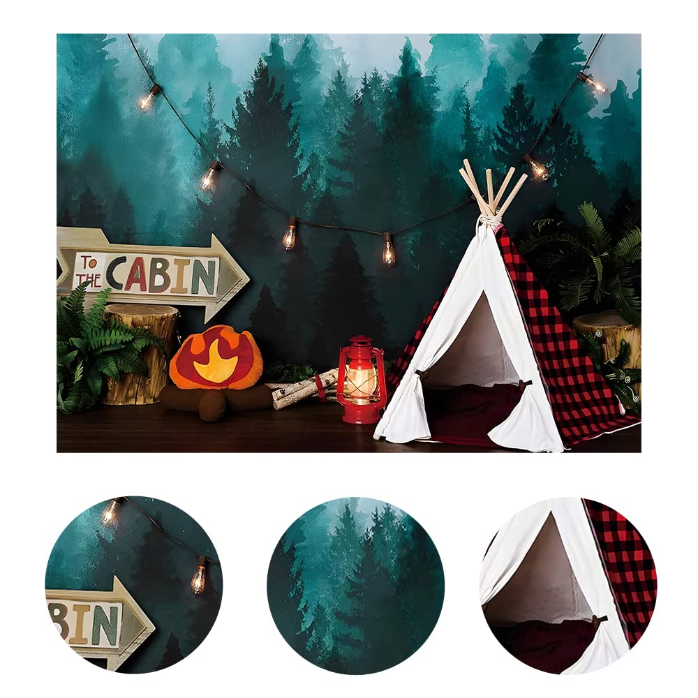 LYWYGG 7x5FT Camping Backdrop Forest Scene Camping Photography ...