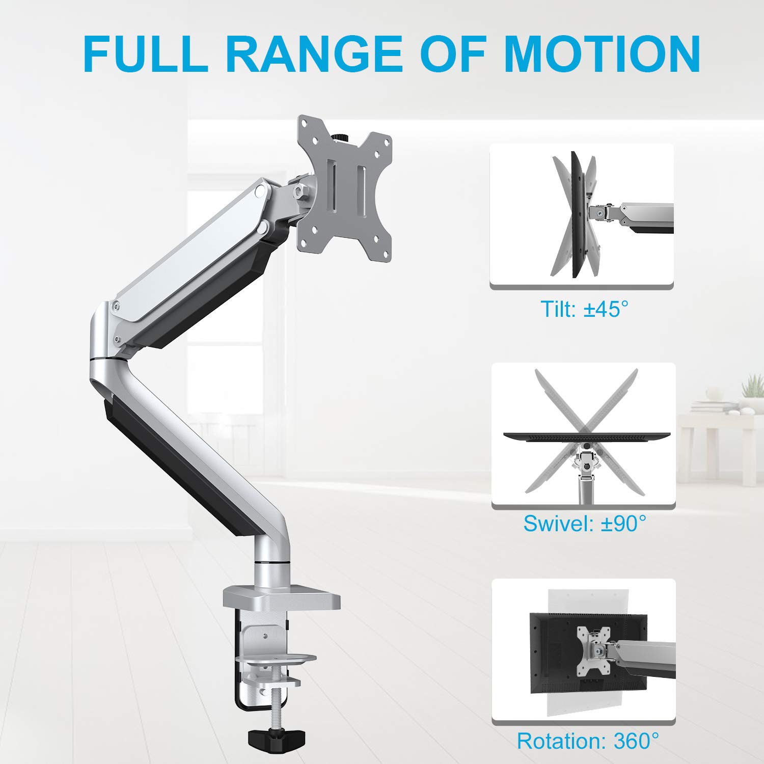 Single Monitor Desk Mount, Cast Aluminum, Articulating Monitor Stand ...