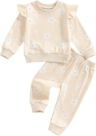 Amazon.com: BeQeuewll Baby Girl Valentines Outfit Long Sleeve Heart Print Sweatshirt Jogger ...