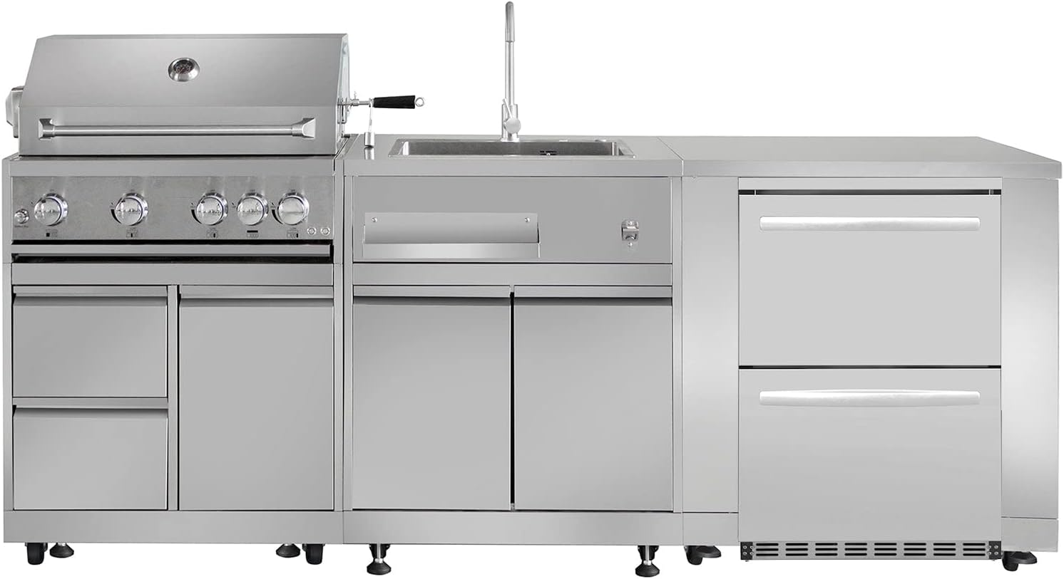 SINDA 5 Piece Stainless Steel Outdoor Kitchen Suite w/ 32 Inch 4 Burner ...