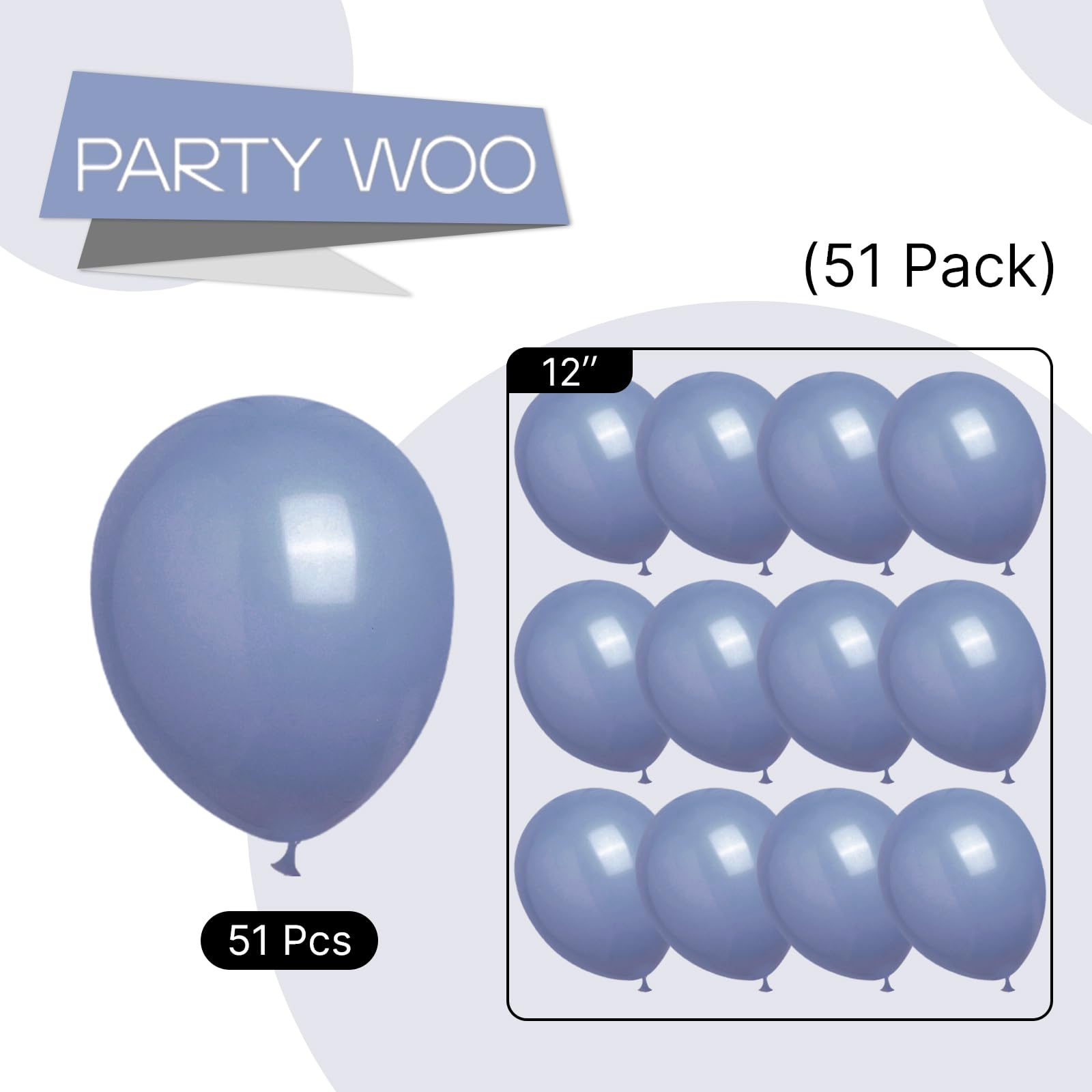 Snapklik.com : Dusty Blue Balloons 51 Pcs 12 Inch Boho Blue Latex ...