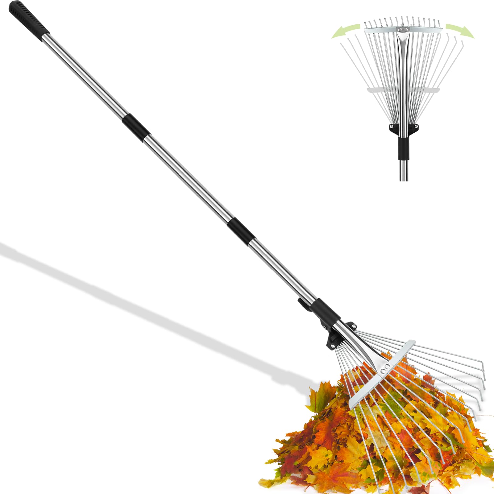 Amazon.com : 68" Heavy Duty Rake, Metal Leaf Rake with Detachable ...