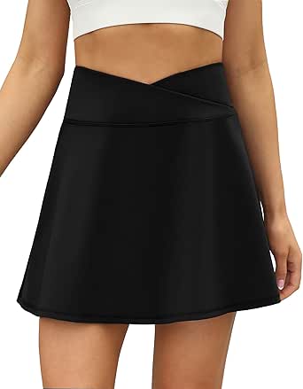 LouKeith Tennis Skirts for Women Pleated Crossover High Waisted ...