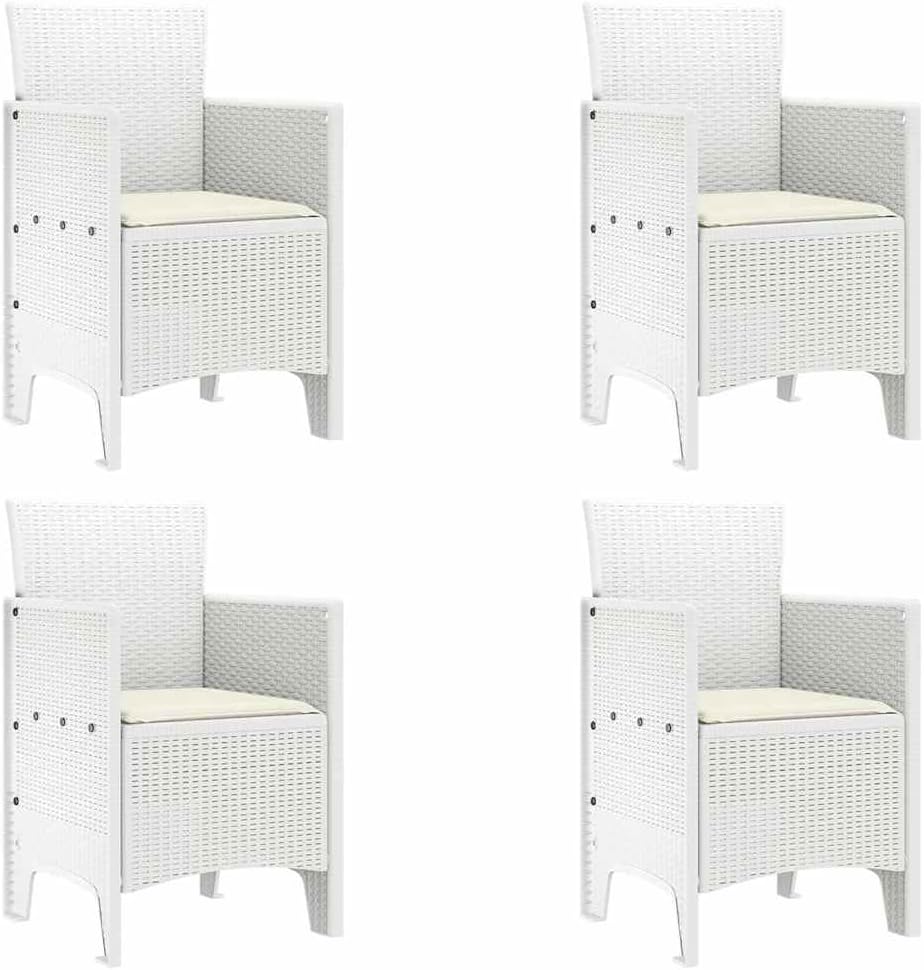 vidaXL Gartenstuhl mit Kissen 4 pcs Weiß 53 x 49 x 85 cm Polypropylen ...