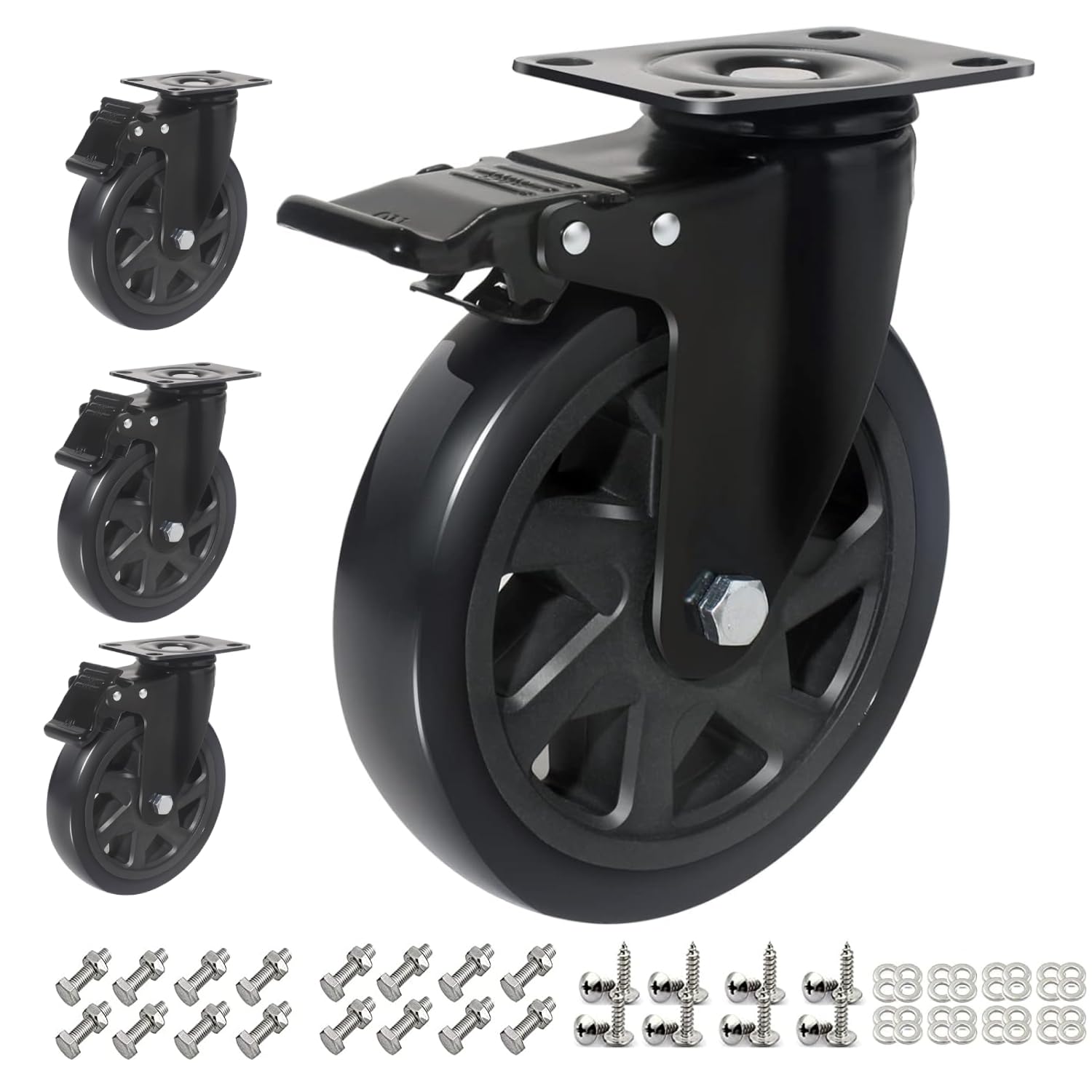 Snapklik.com : 6 Inch Caster Wheels 3000lbs,Heavy Duty Casters Set Of 4
