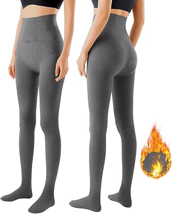 Amazon.com: Honeysea 1 Pair Opaque Fleece Lined Tights for Women Tummy ...
