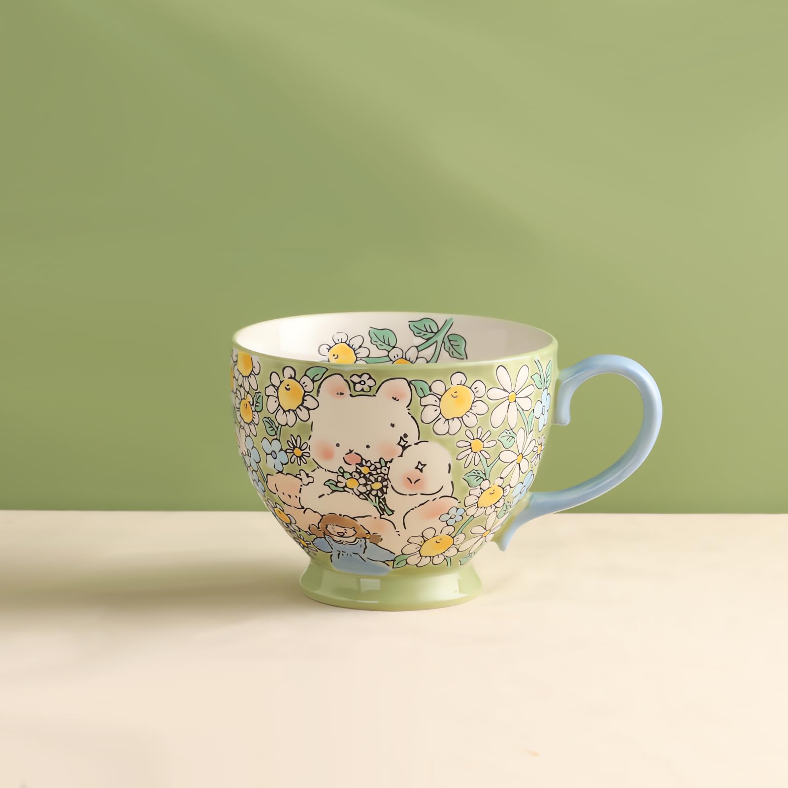 Amazon.com | slsgwoc Blue Lotus Hand-painted office workers' breakfast ...