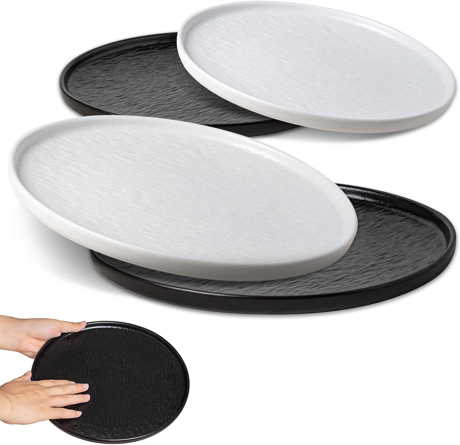 Amazon.com | Yeacccng Stoneware Dinner Plates Set for 4, Stoneware ...
