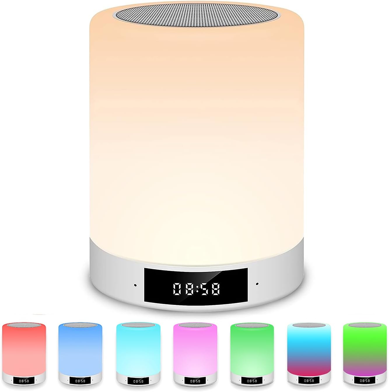 Night Light Bluetooth Speaker, Alarm Clock Touch Sensor Bedside Lamp ...