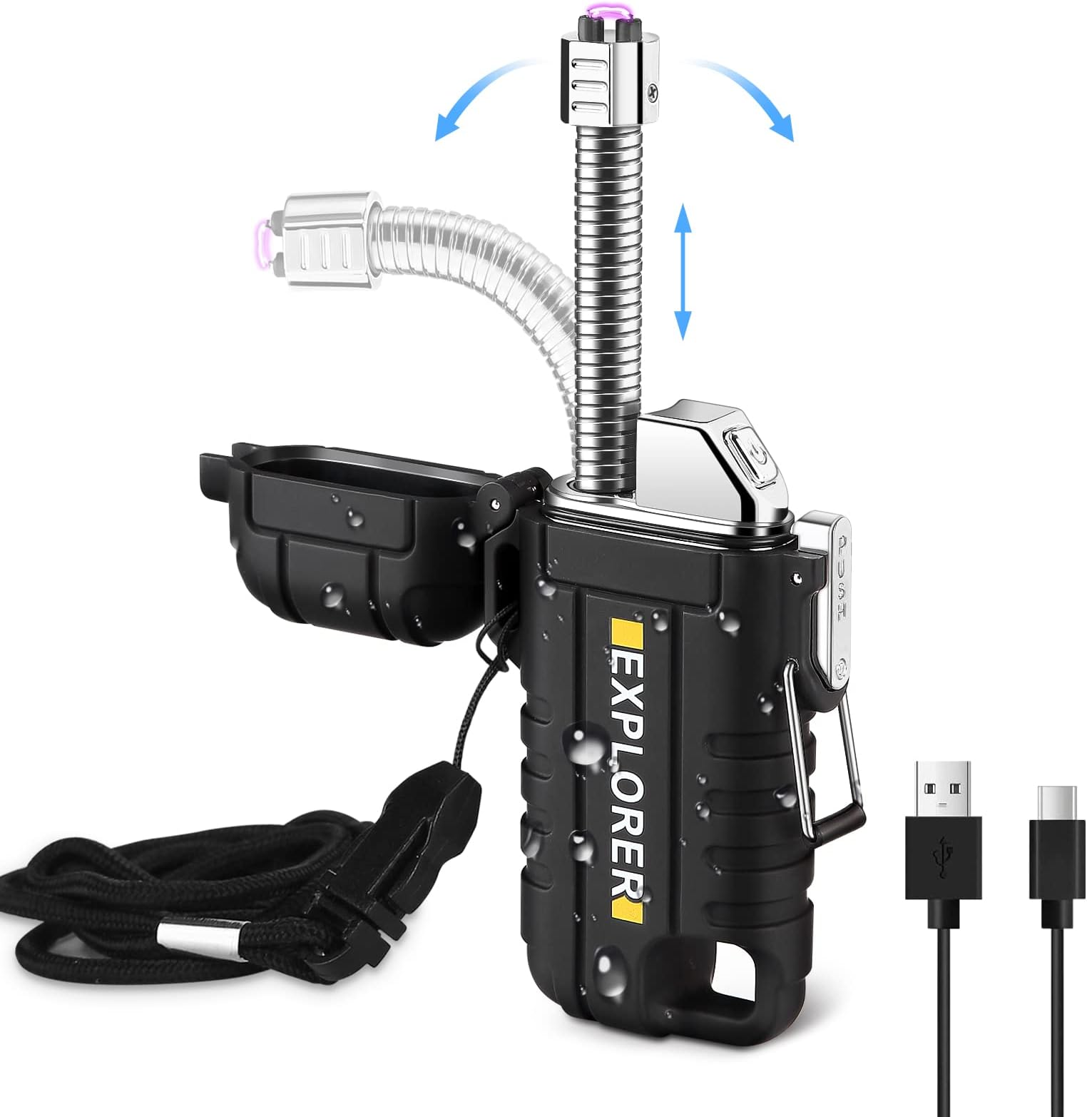 Amazon.com: LcFun Electric Lighters Rechargeable Arc Lighter 360 ...