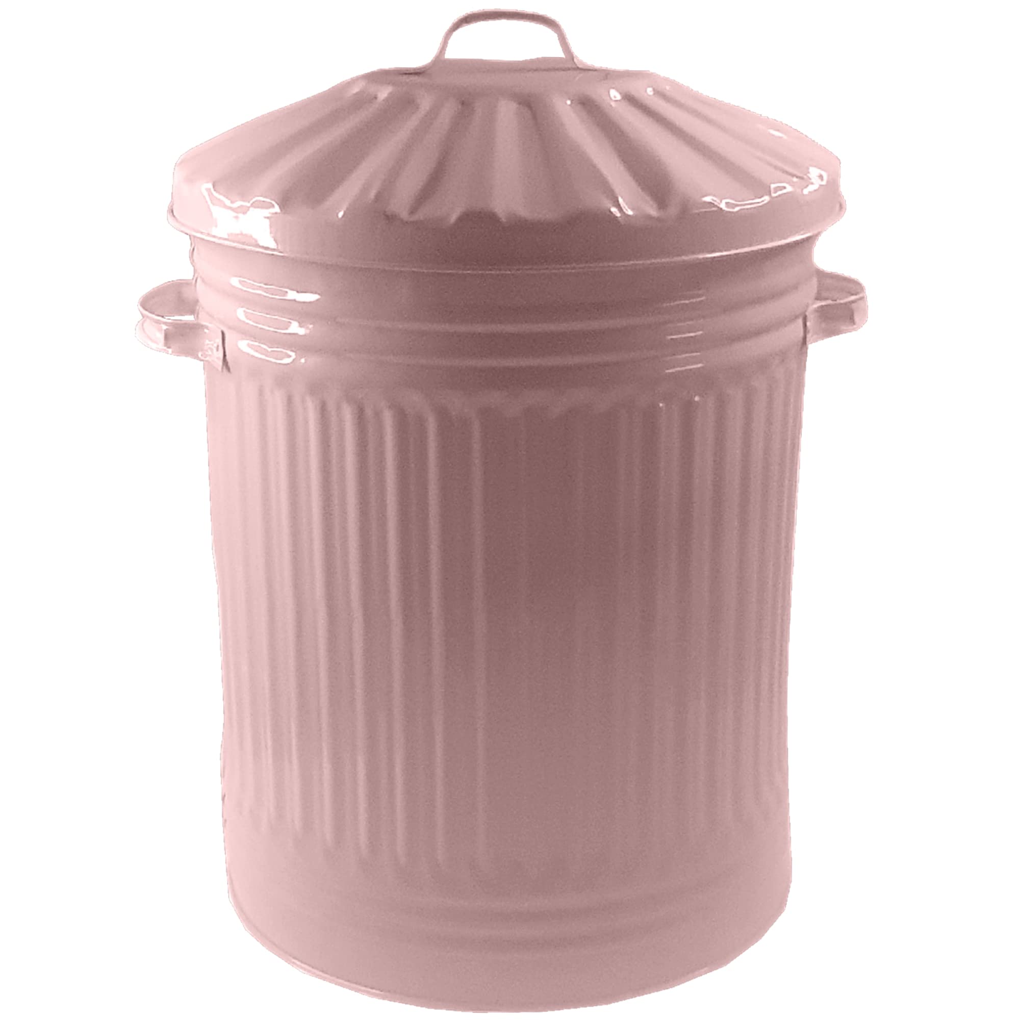 60L Pink Retro Bin Vintage Style Metal Dustbin with Lid Suitable for ...